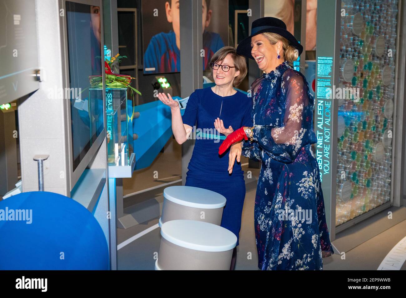 Queen Maxima at the opening of the Humania exhibition at the NEMO ...