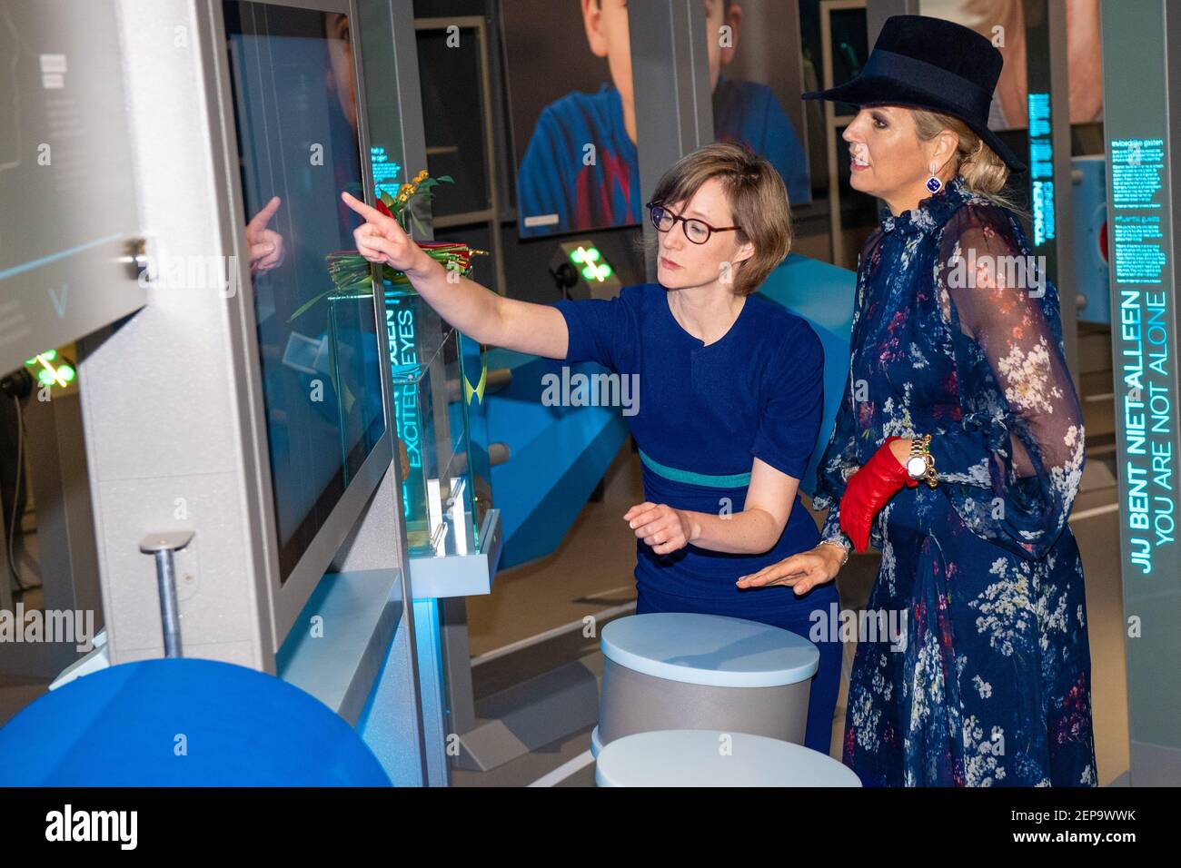 Queen Maxima at the opening of the Humania exhibition at the NEMO ...