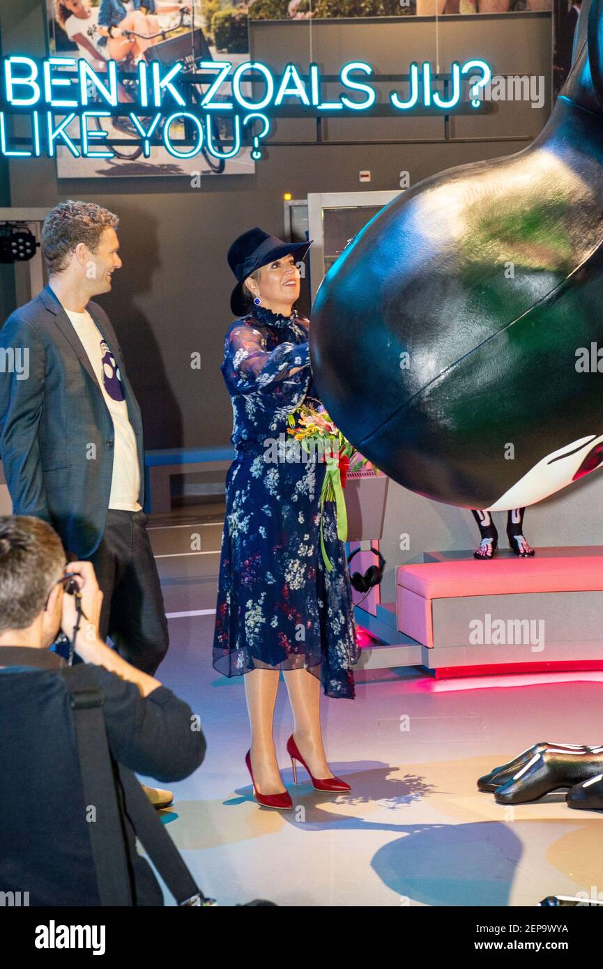 Queen Maxima at the opening of the Humania exhibition at the NEMO ...