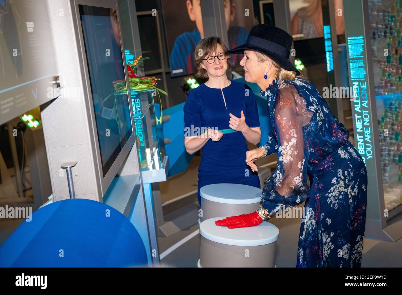 Queen Maxima at the opening of the Humania exhibition at the NEMO ...