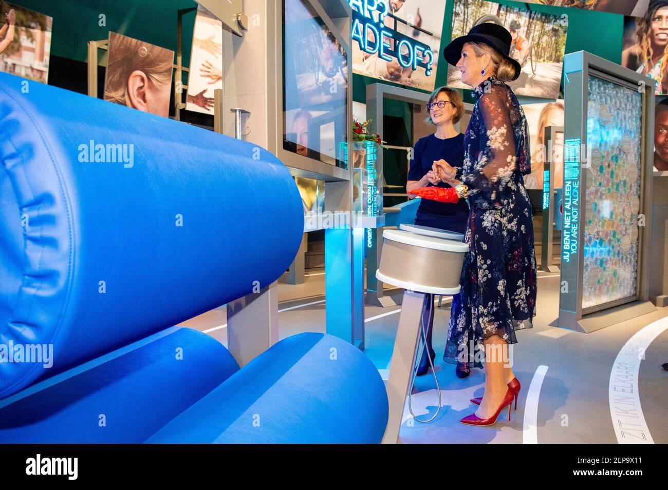 Queen Maxima at the opening of the Humania exhibition at the NEMO ...