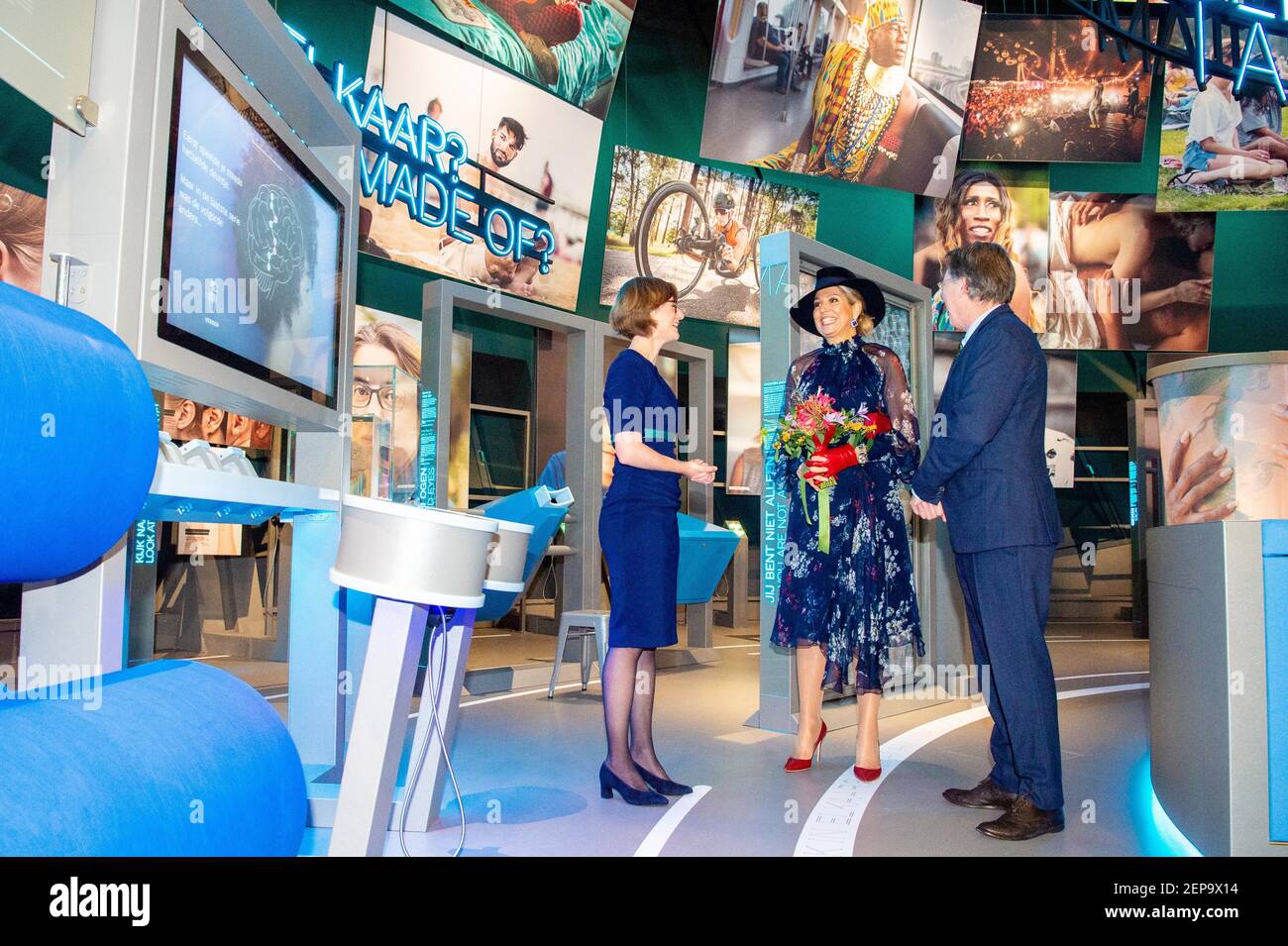 Queen Maxima at the opening of the Humania exhibition at the NEMO ...