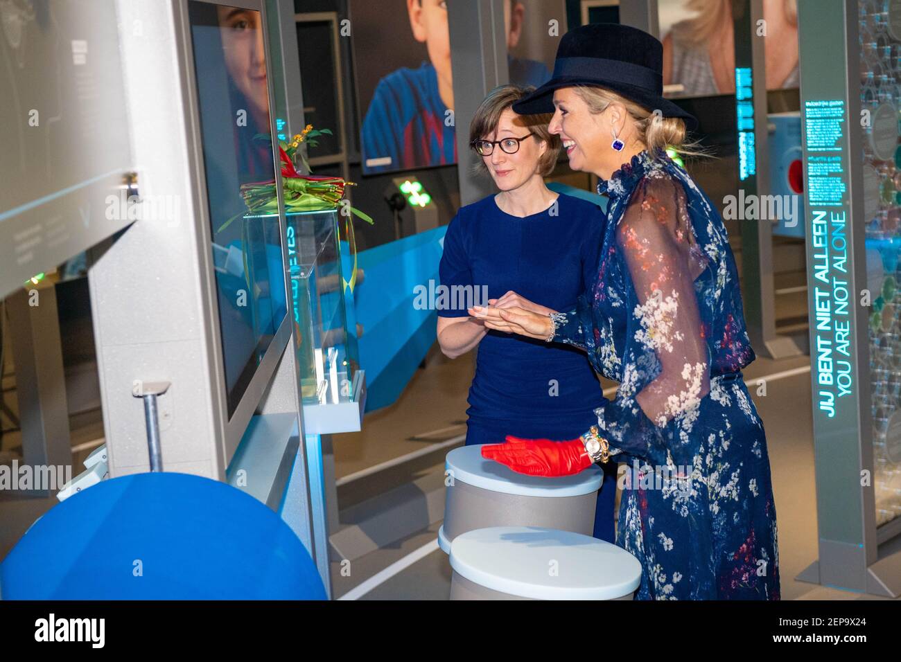 Queen Maxima at the opening of the Humania exhibition at the NEMO ...