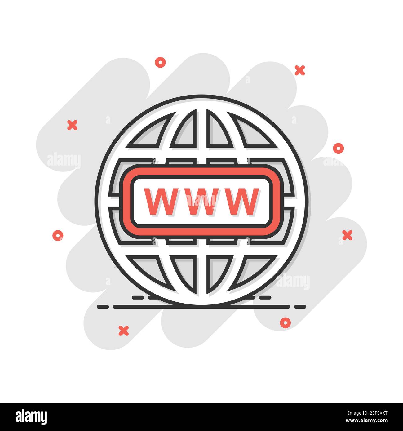 Vector cartoon go to web icon in comic style. Globe world sign ...