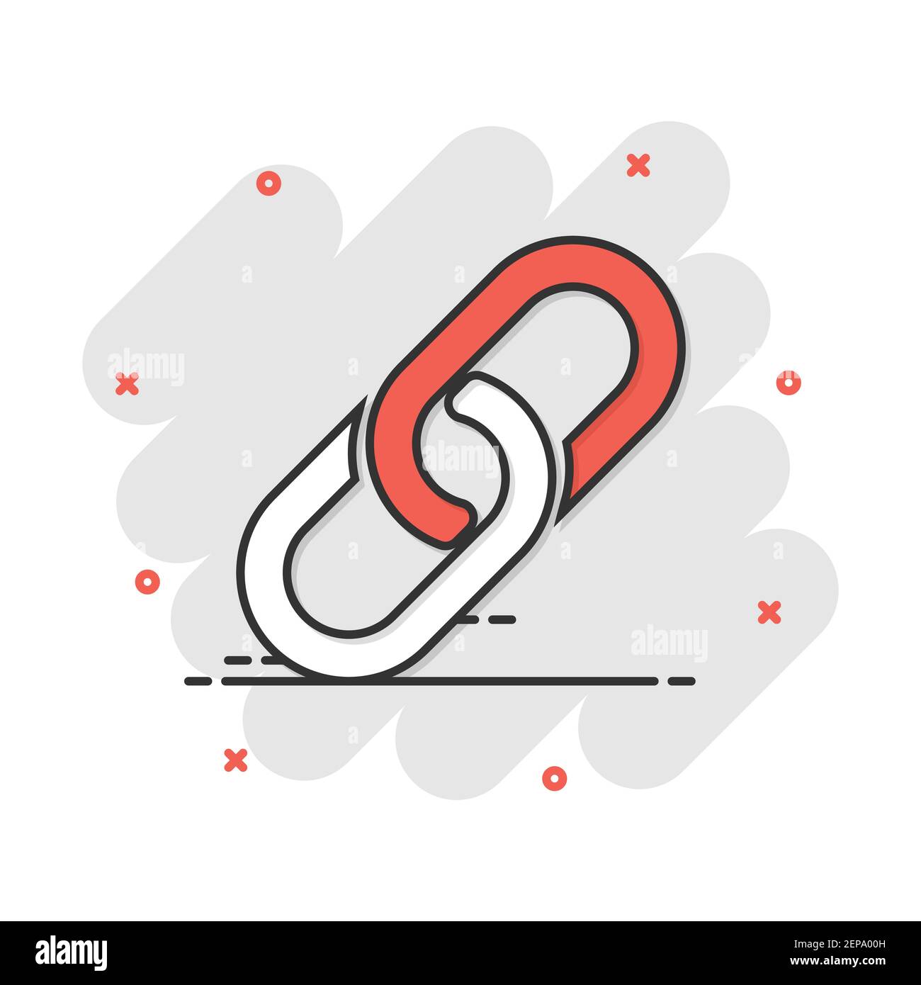 Vector cartoon chain icon in comic style. Connection sign illustration ...