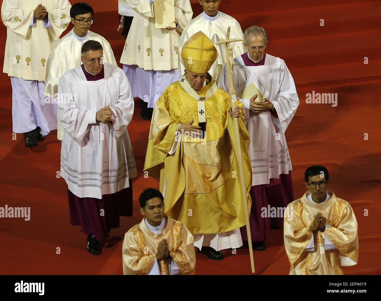 Pope Francis attends the celebration of Holy Mass at Supachalasai ...