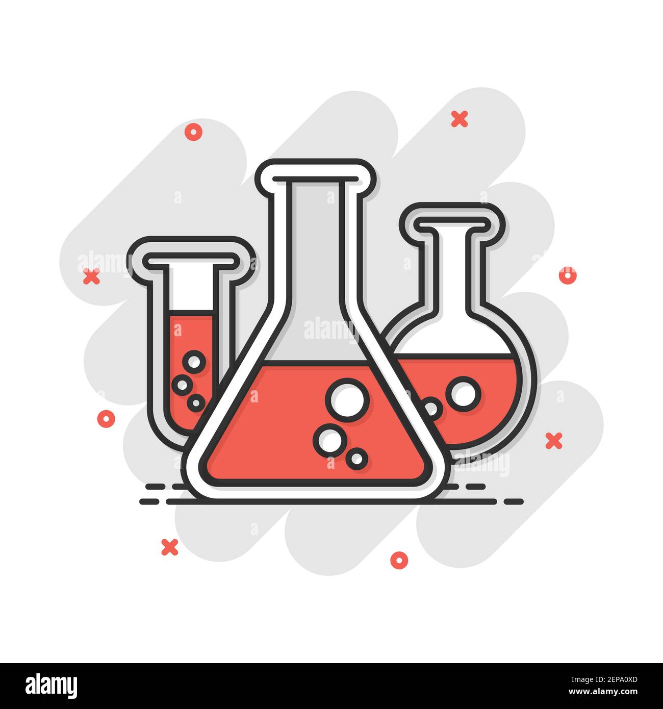 Vector cartoon chemical test tube icon in comic style. Laboratory ...