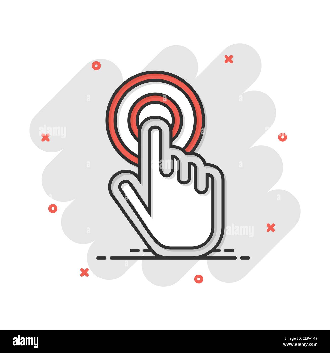 Vector cartoon click hand icon in comic style. Cursor finger sign ...