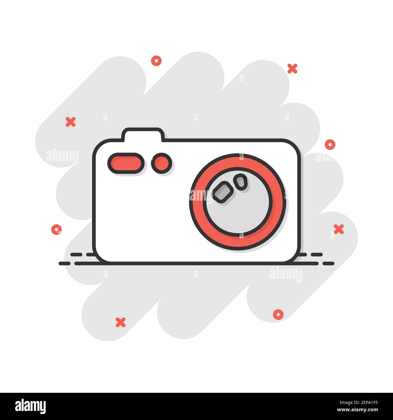 Vector cartoon photo camera icon in comic style. Photographer cam sign ...