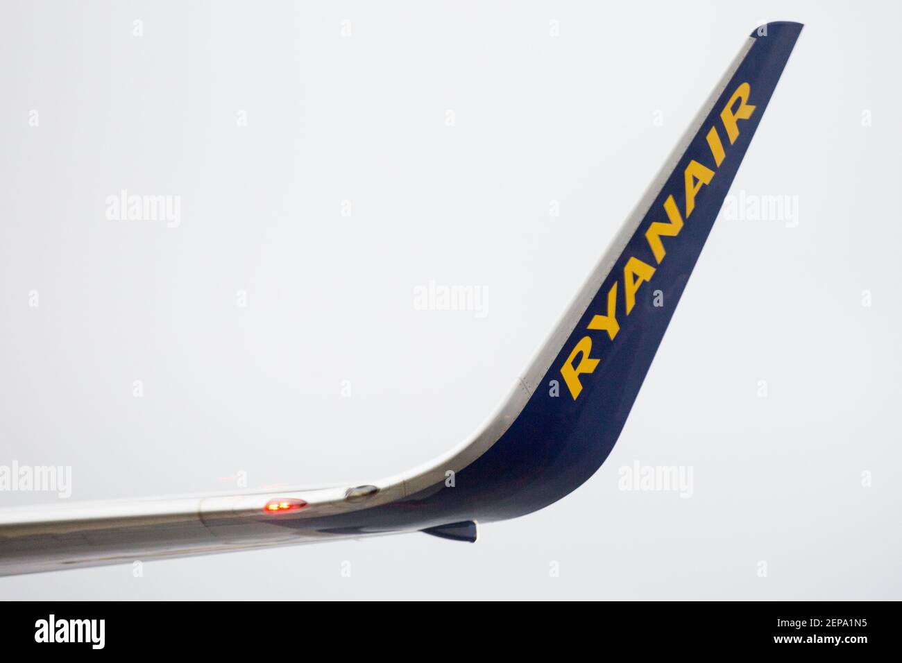 Ryanair logo seen on an aircraft wing at Landvetter Airport. (Photo by ...