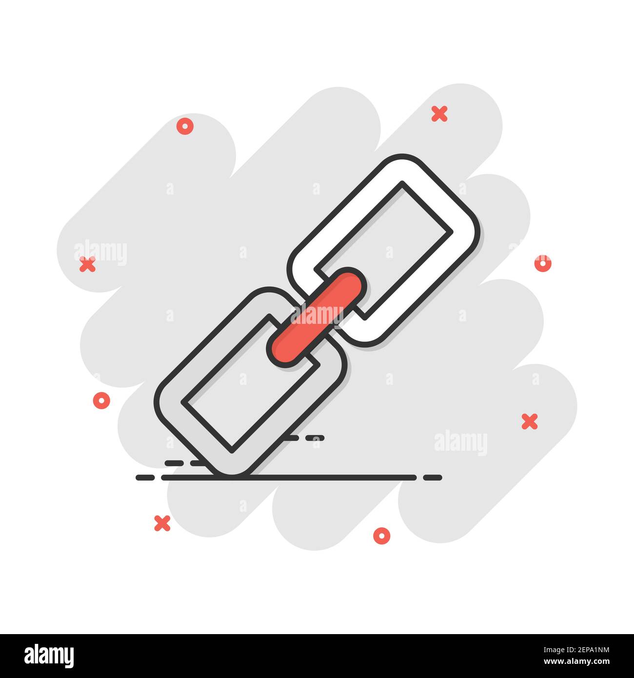 Vector cartoon chain icon in comic style. Connection sign illustration ...