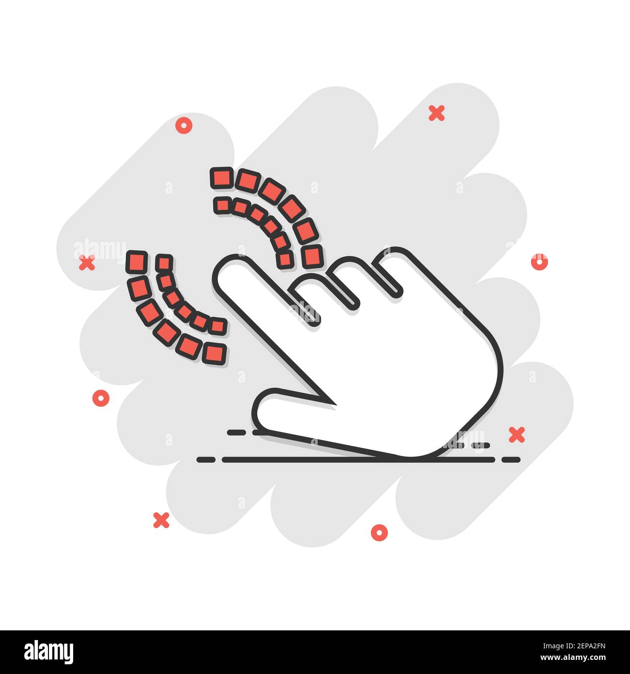 Vector cartoon click hand icon in comic style. Cursor finger sign ...