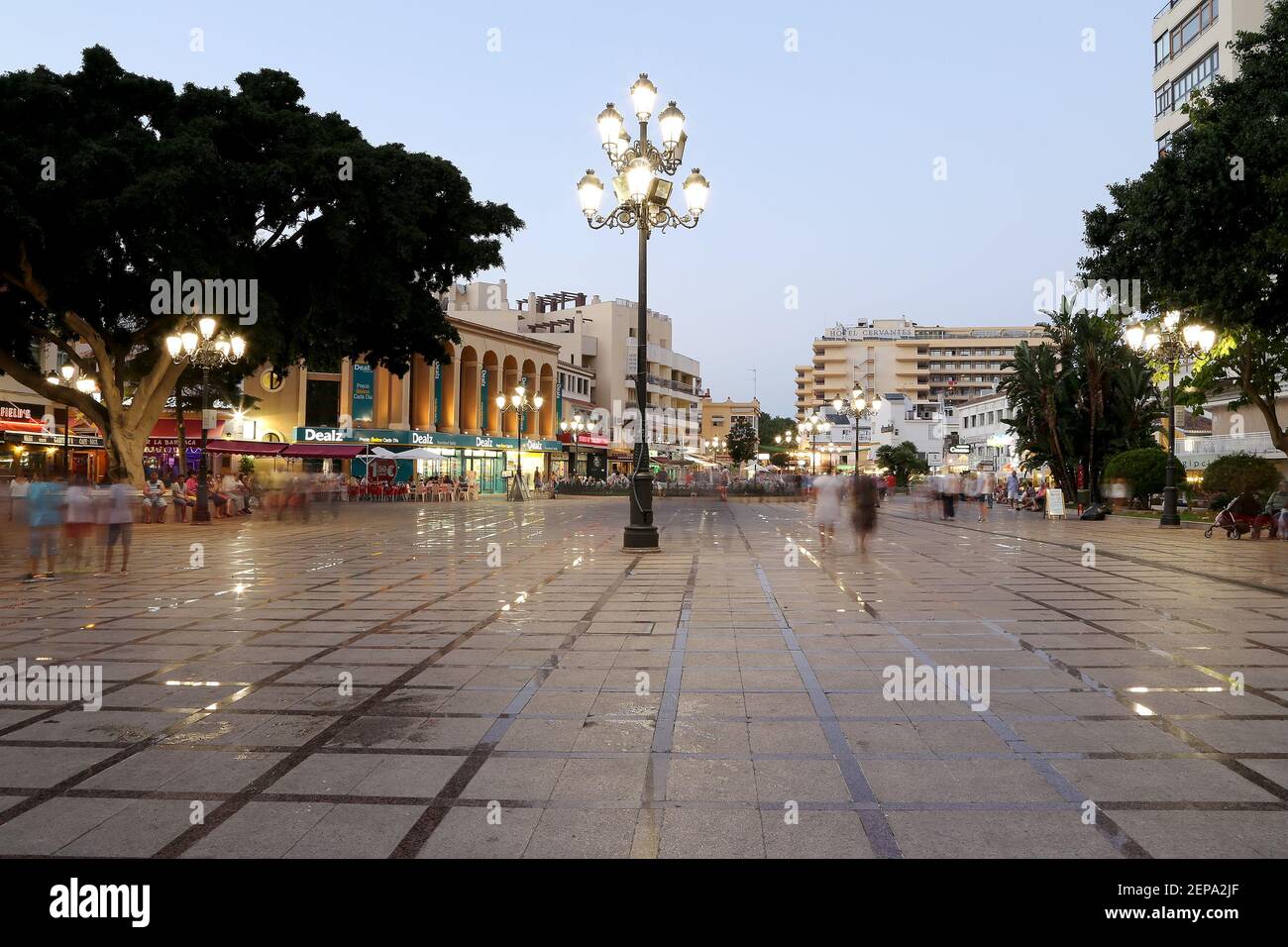 The resort town on the Costa del Sol (Coast of the Sun) and tourists at ...
