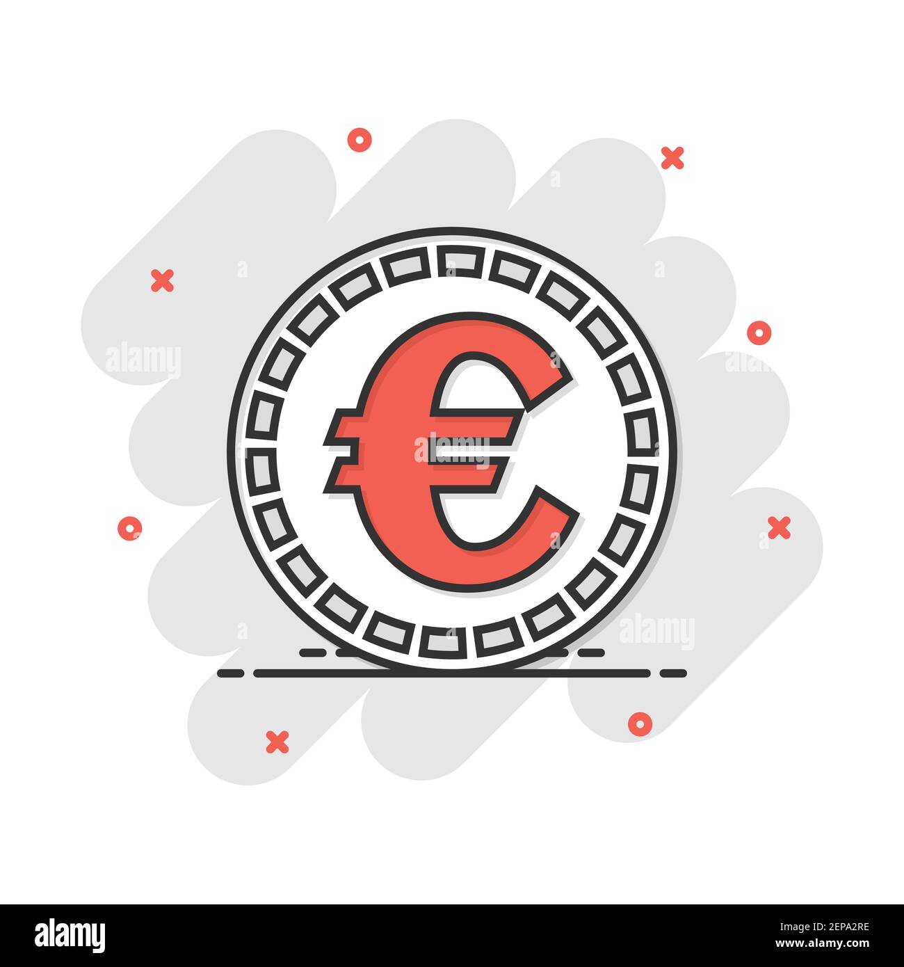 Vector cartoon euro coins icon in comic style. Money coin sign ...