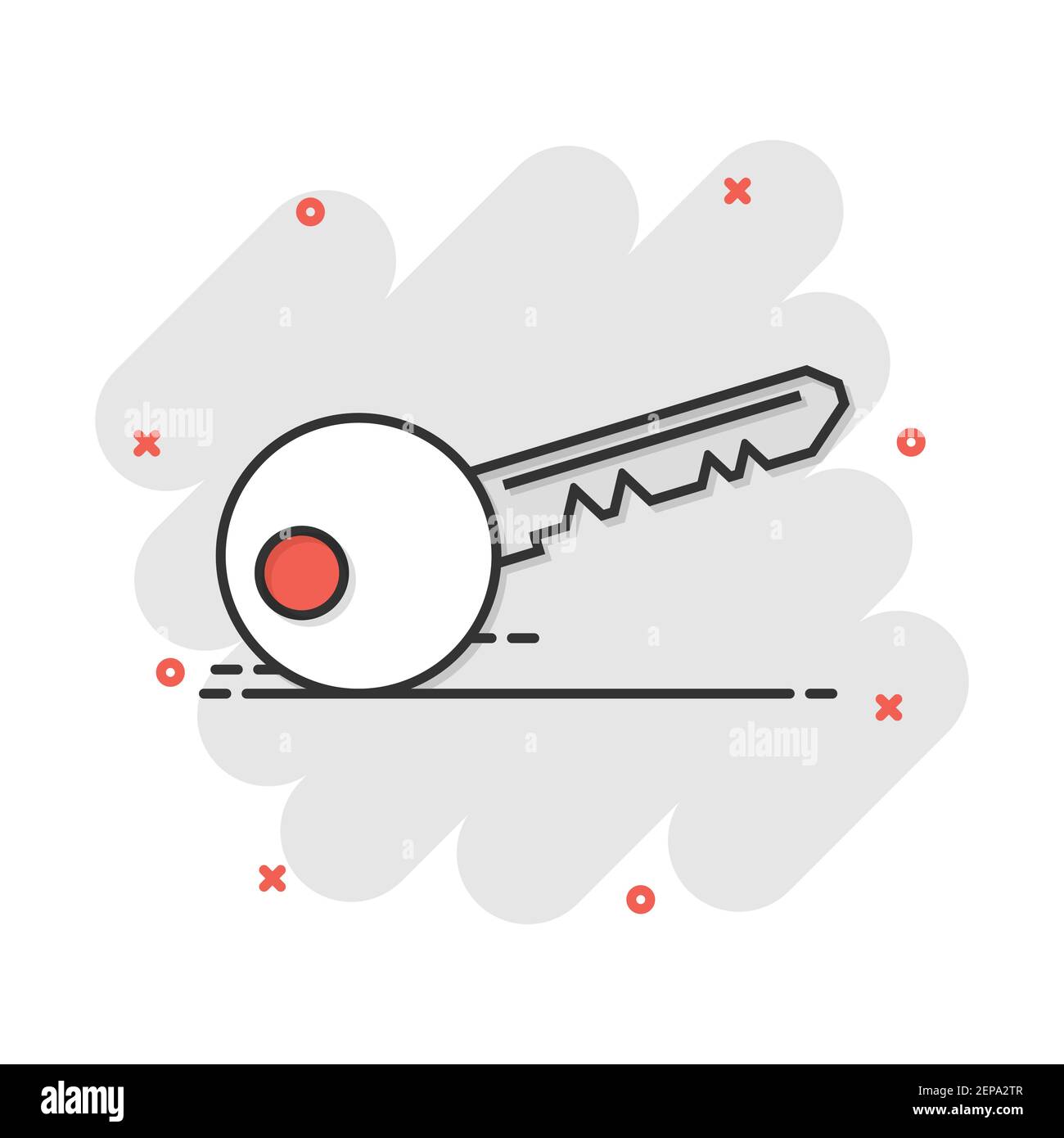 Vector cartoon key icon in comic style. Unlock sign illustration ...