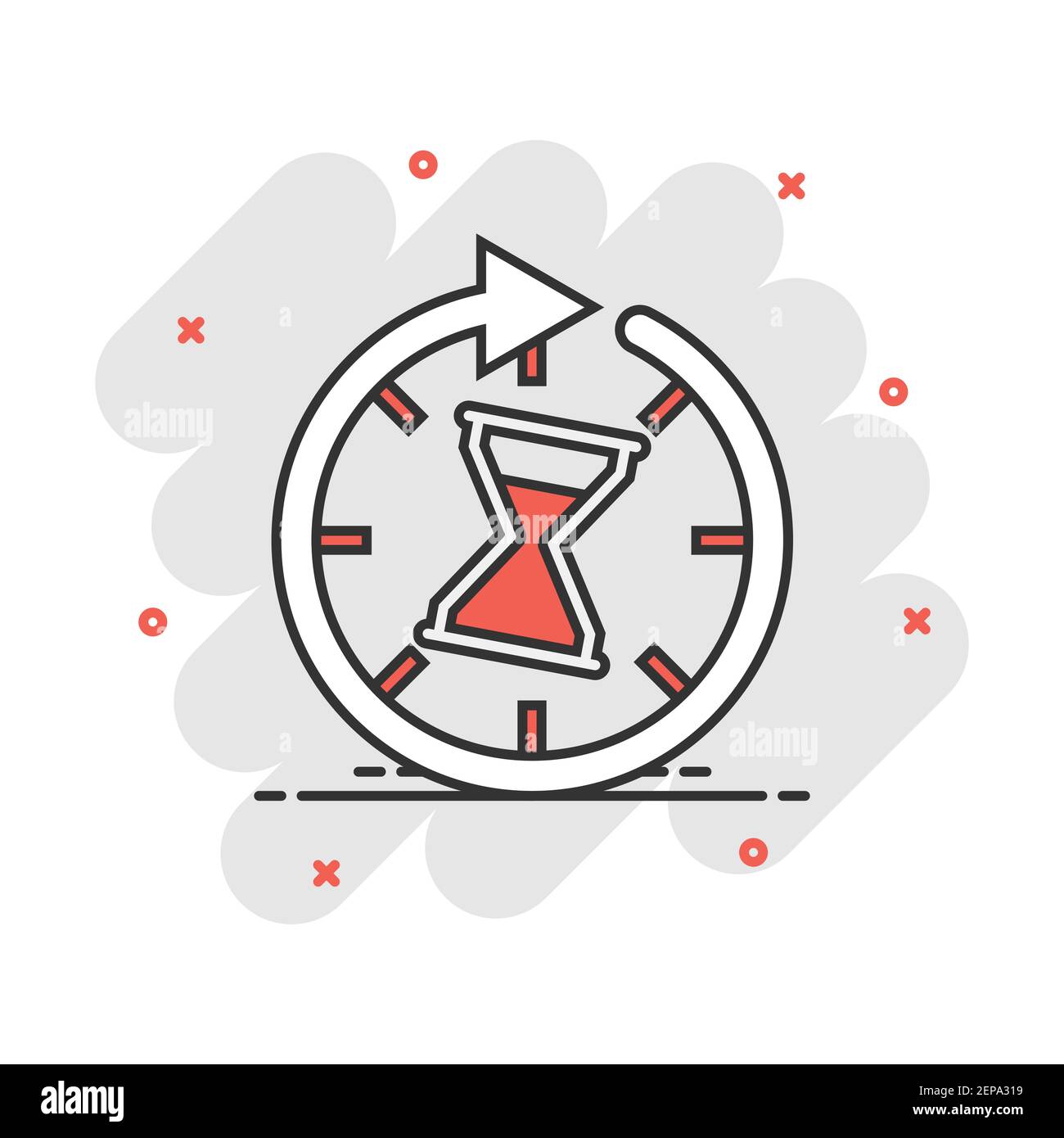 Vector cartoon time icon in comic style. Hourglass sign illustration ...