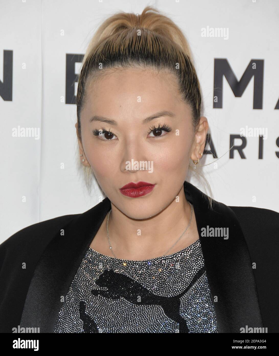 Tina Leung arrives at the PUMA x Balmain Launch Event held at Milk ...