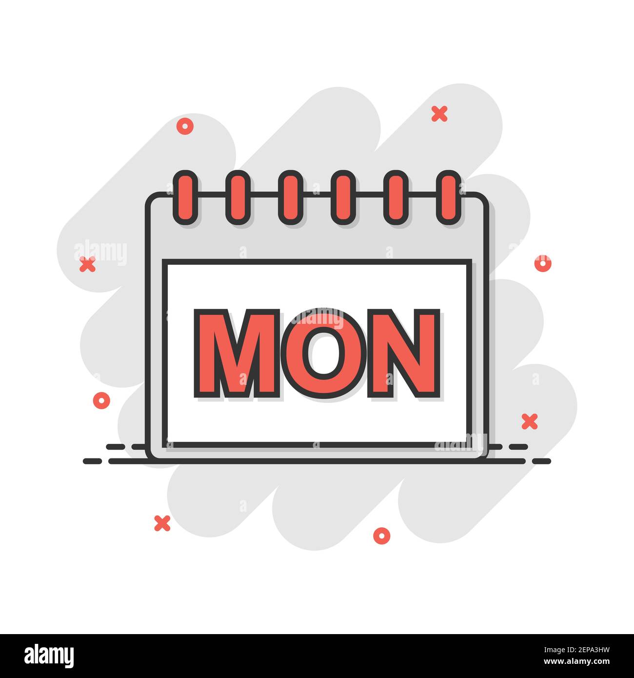 Vector cartoon monday calendar page icon in comic style. Calendar sign ...