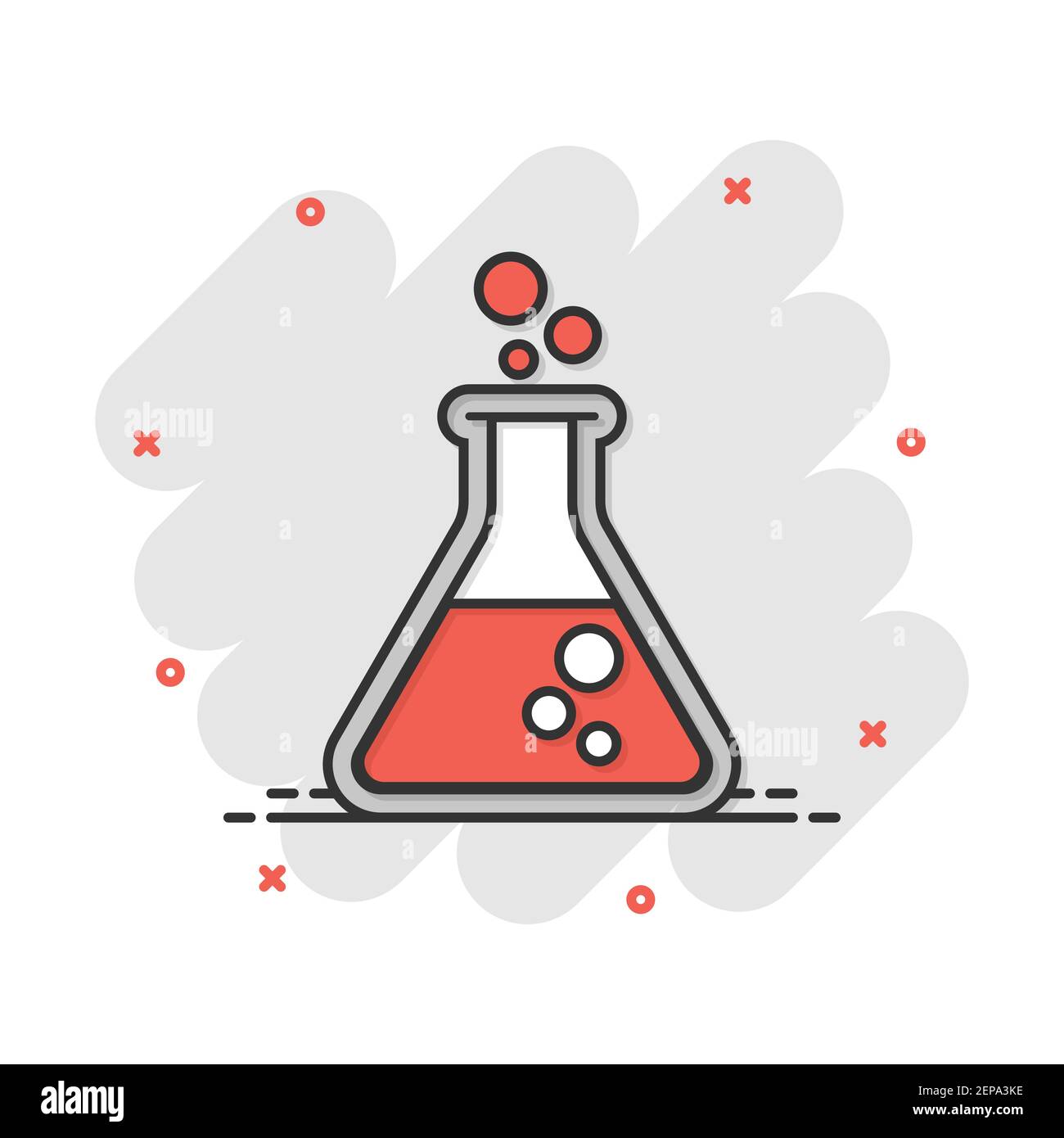 Vector cartoon chemical test tube icon in comic style. Laboratory ...