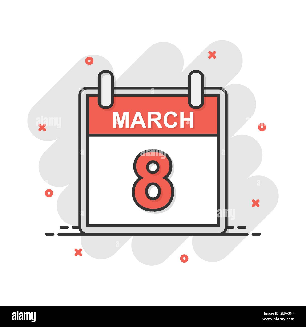 Vector cartoon march 8 calendar icon in comic style. Calendar sign ...