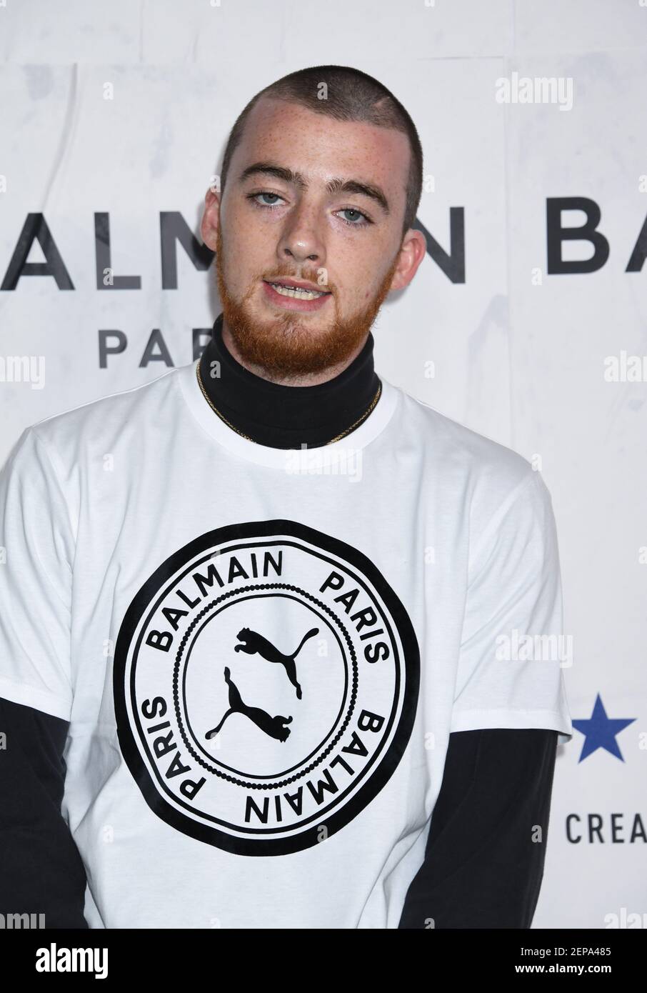 Angus Cloud wearing Puma X Balmain arrives to during the Launch of Puma ...