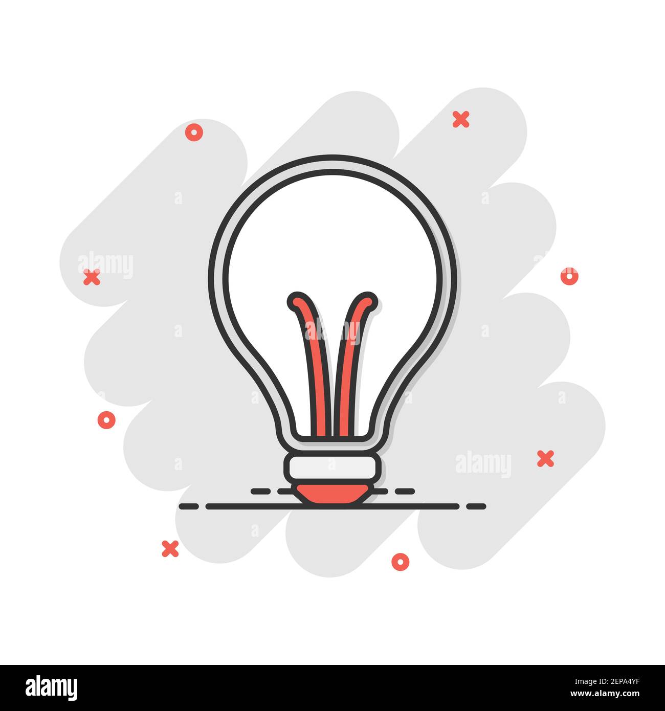 Vector cartoon halogen lightbulb icon in comic style. Light bulb sign ...