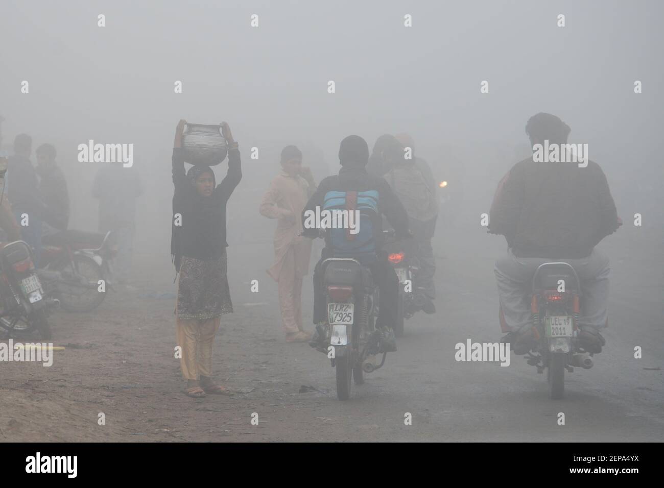A view of the first dense foggy weather as visibility decreased in ...
