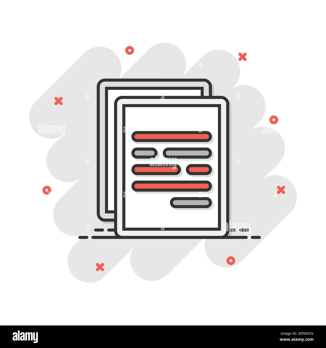 Vector cartoon document icon in comic style. Paper page sign ...