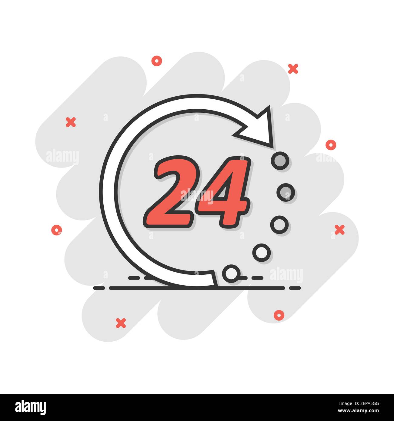 Vector cartoon time icon in comic style. 24 hours sign illustration ...