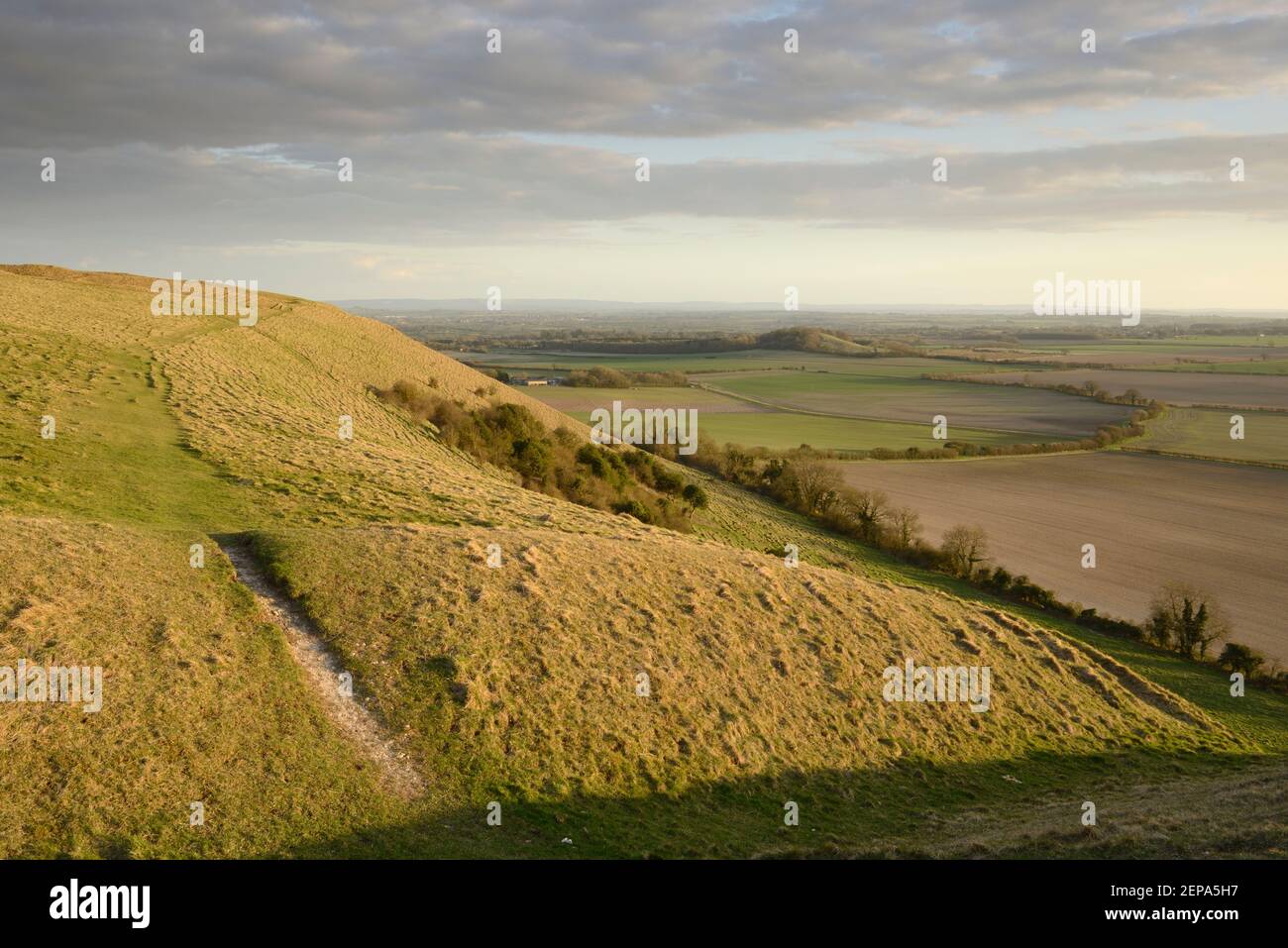 View over Wiltshire countryside from Whitesheet Hill Stock Photo - Alamy