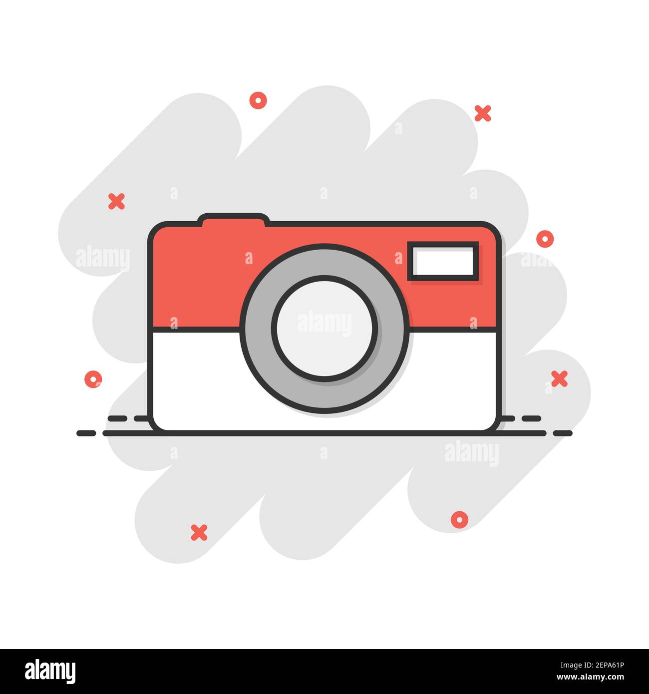Vector cartoon photo camera icon in comic style. Photographer cam sign ...