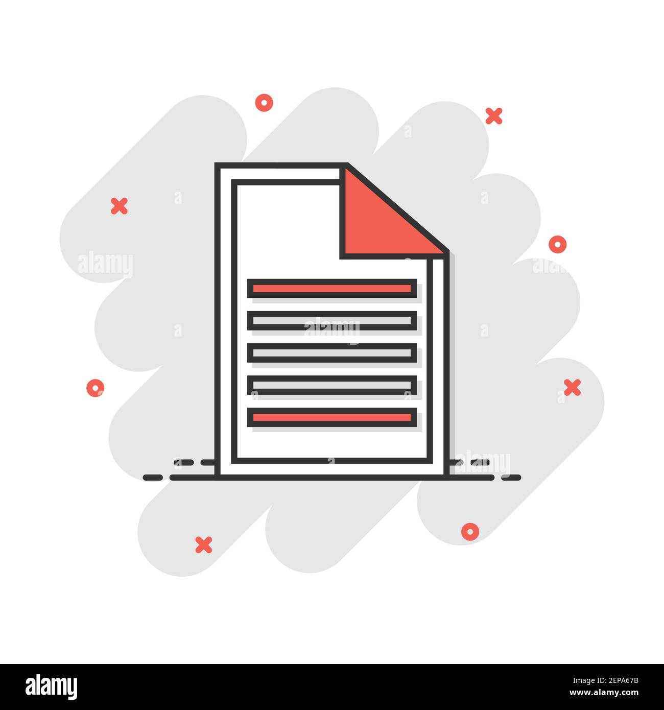 Vector cartoon document icon in comic style. Paper page sign ...