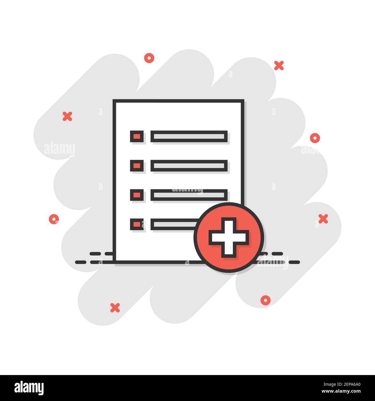 Vector cartoon document icon in comic style. Paper page sign ...