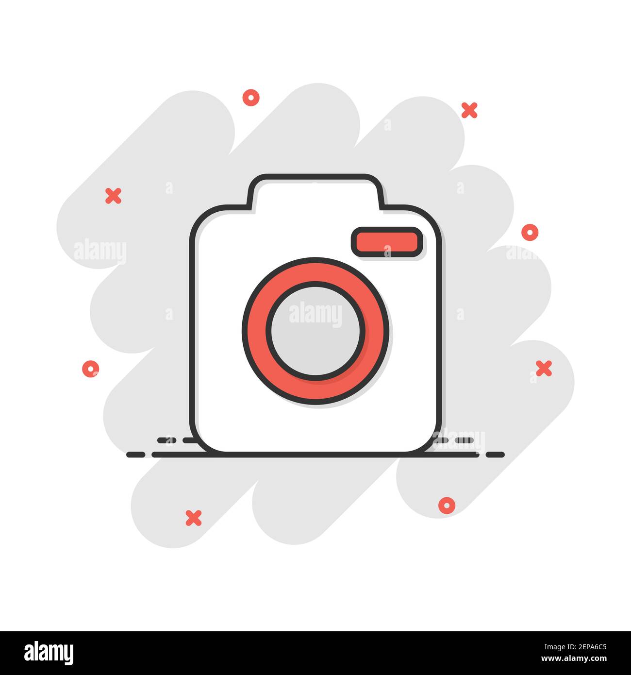 Vector cartoon photo camera icon in comic style. Photographer cam sign ...