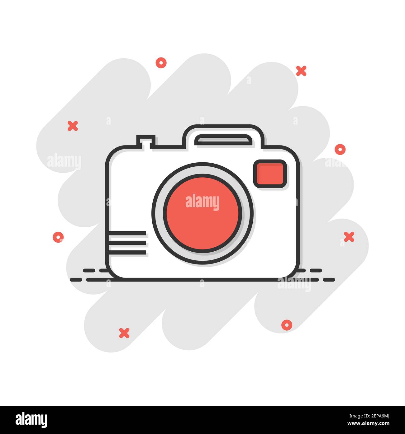 Vector cartoon photo camera icon in comic style. Photographer cam sign ...