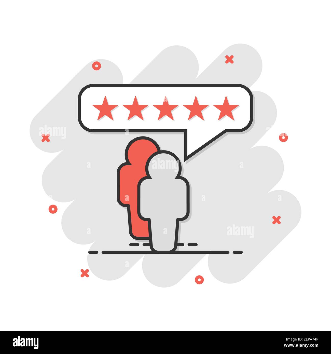 Vector cartoon customer reviews, user feedback icon in comic style ...