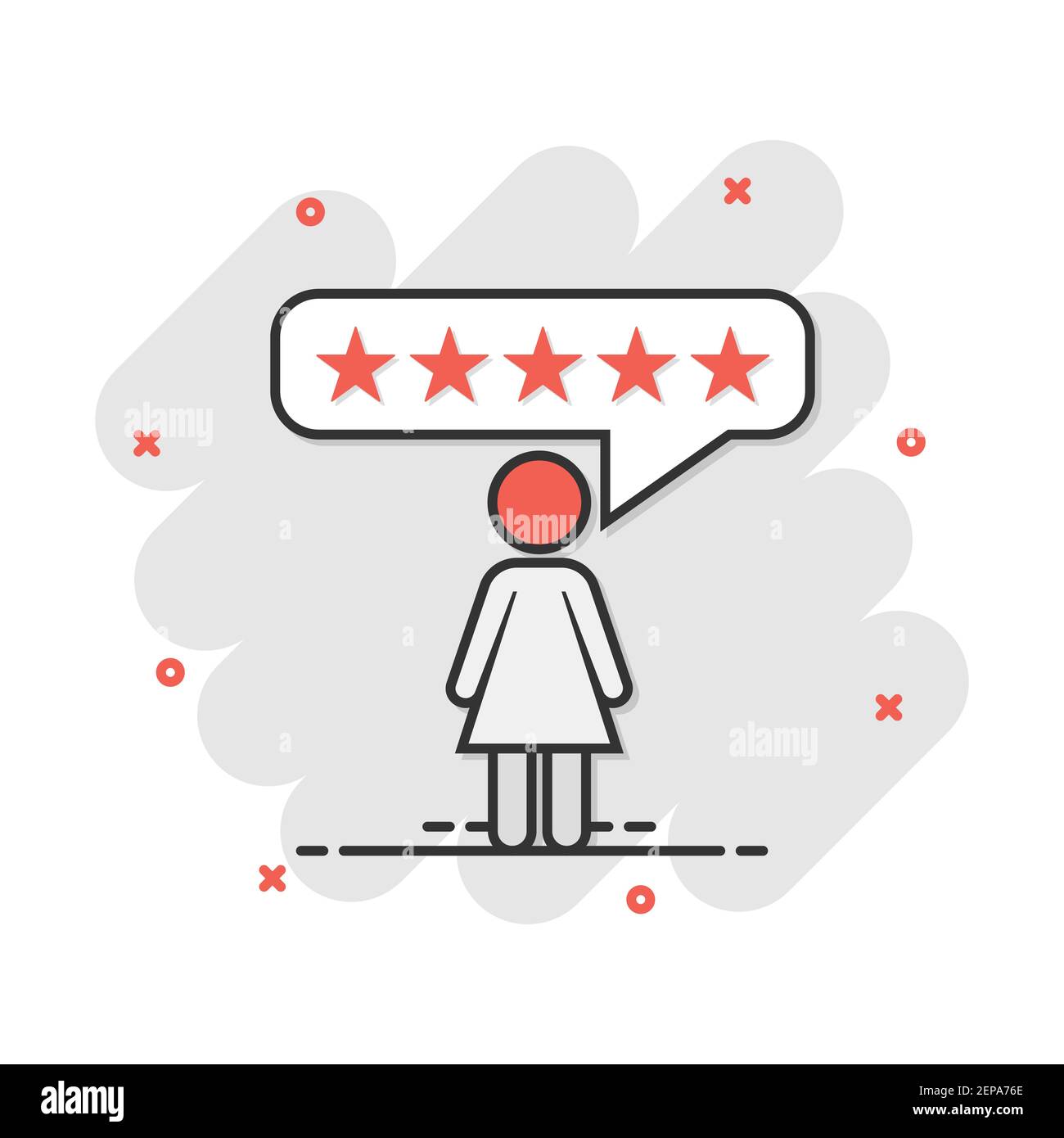 Vector cartoon customer reviews, user feedback icon in comic style ...