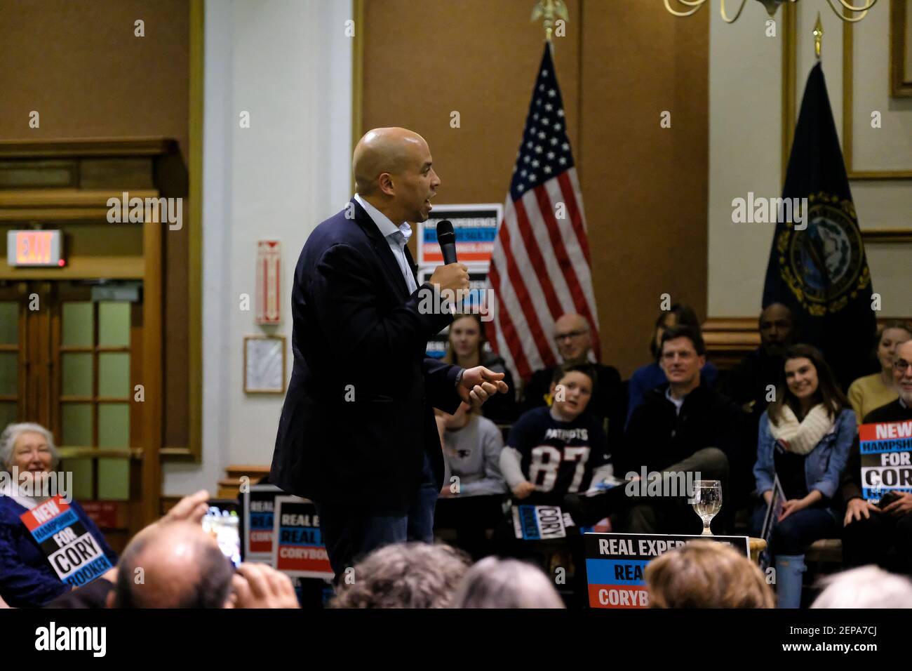 Presidential candidate Cory Booker addresses his supporters at the ...