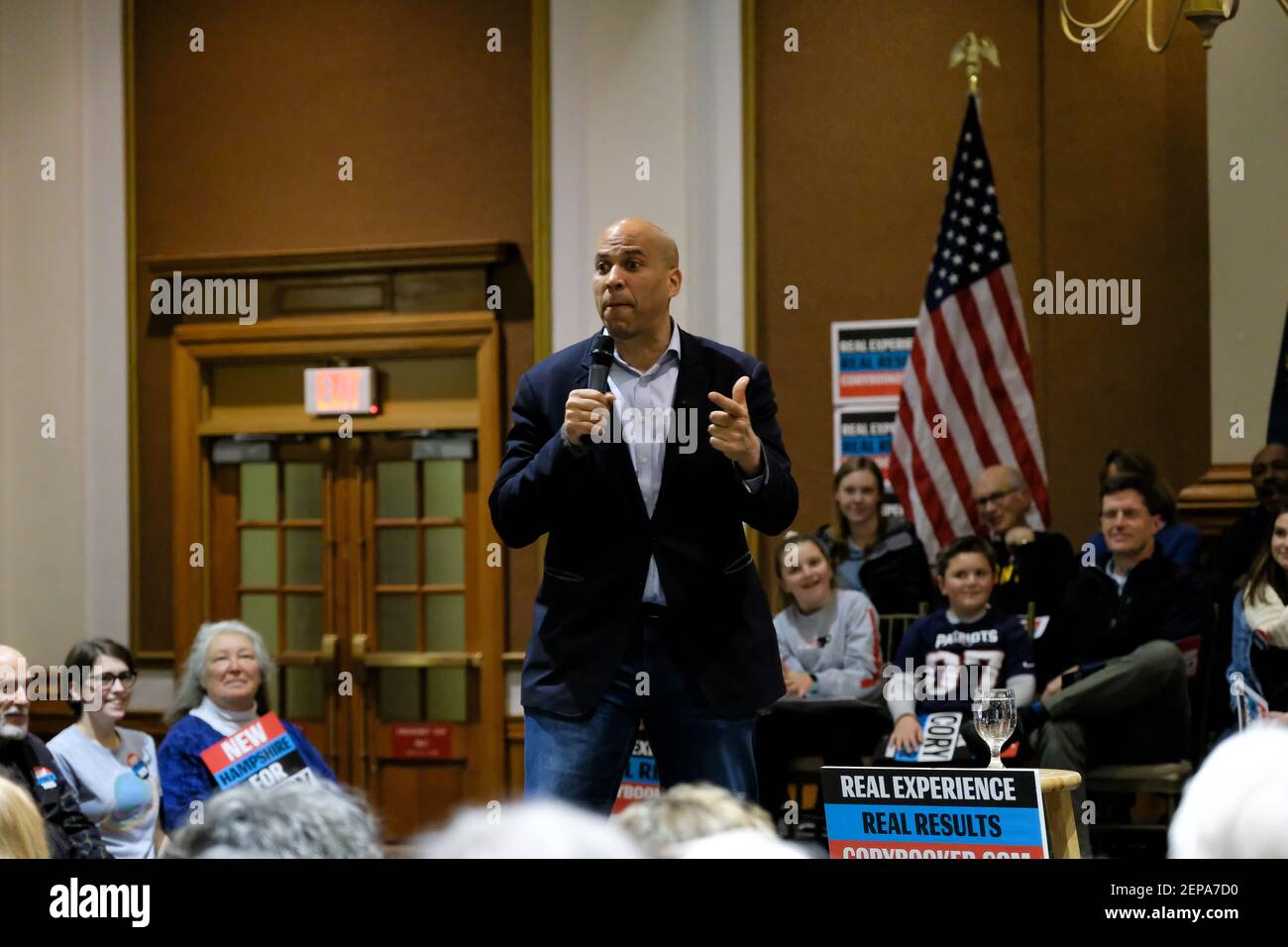 Presidential candidate Cory Booker addresses his supporters at the ...