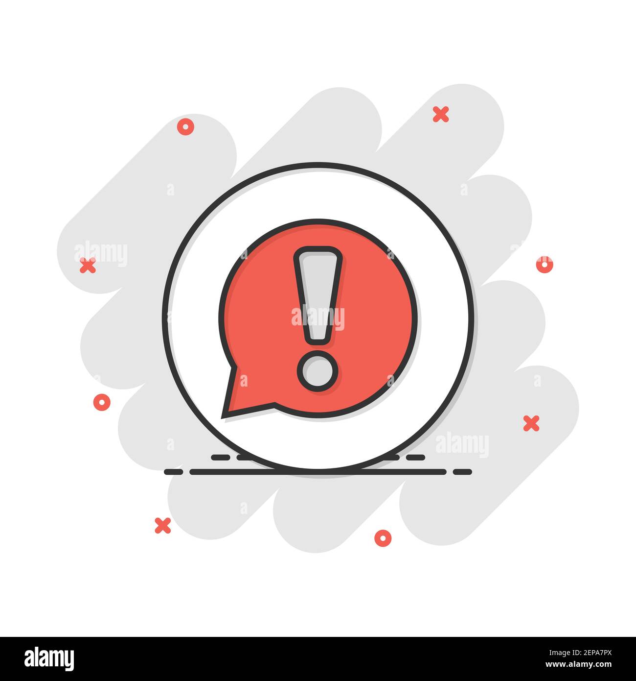 Exclamation mark icon in comic style. Danger alarm vector cartoon ...