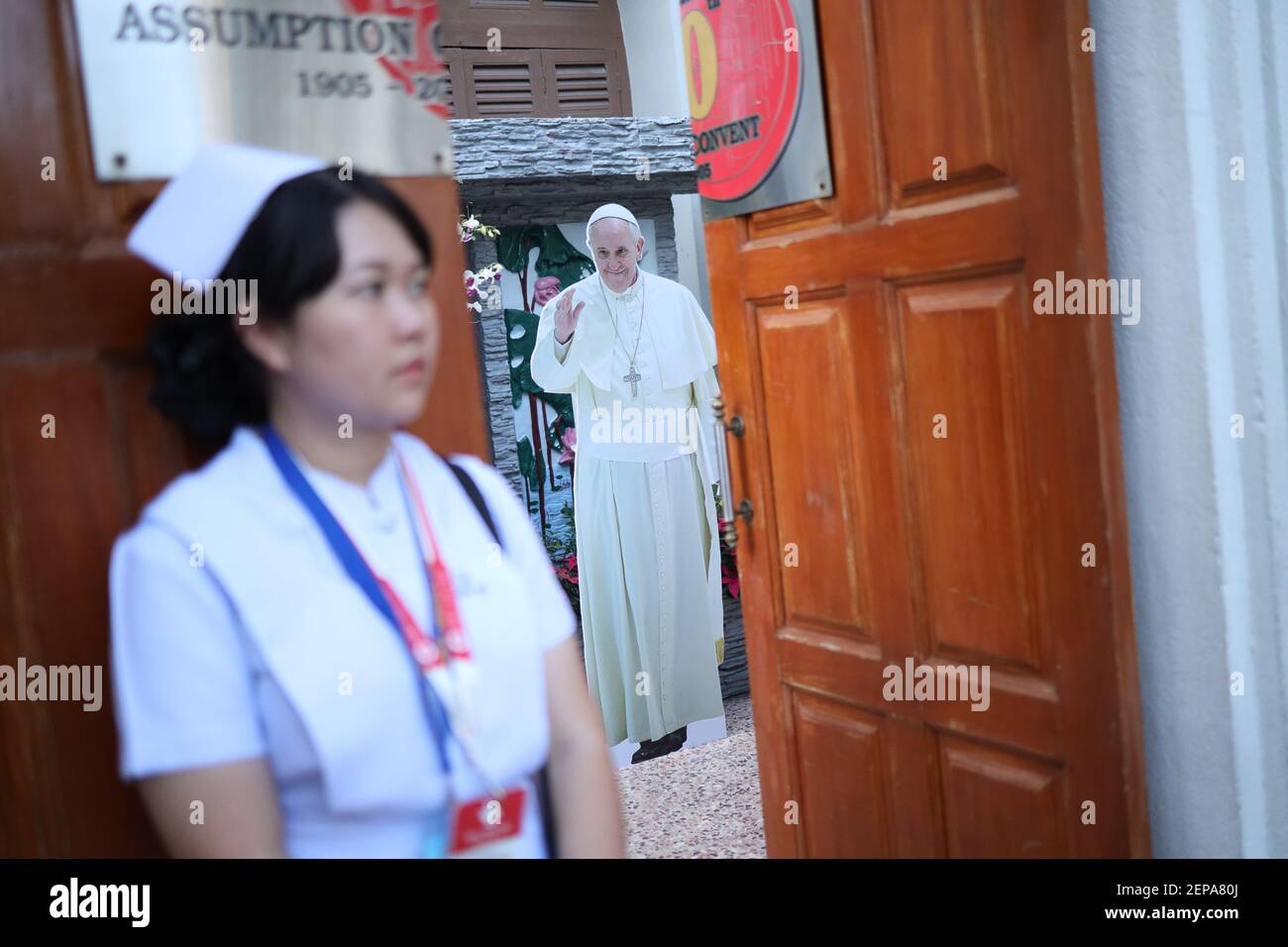 Pope Francis during the Holy Mass at the Assumption Cathedral in Bangkok. The Pope continues his ...