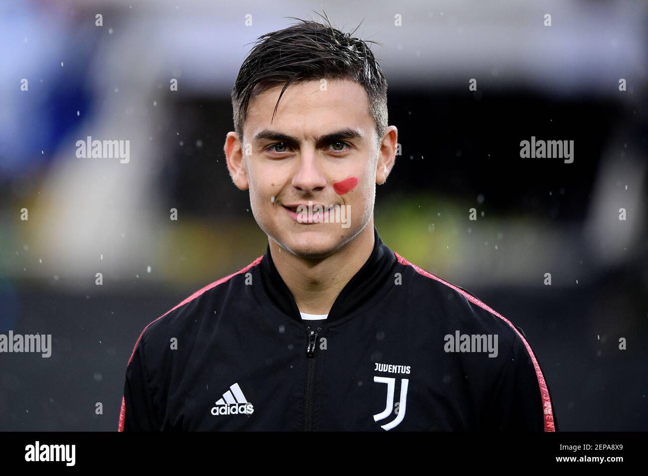 Paulo Dybala of Juventus with a red sign on his face for the world day ...