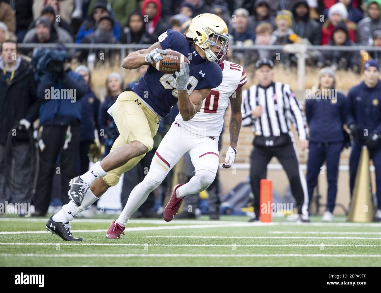 November 23, 2019: Notre Dame wide receiver Chase Claypool (83) catches ...