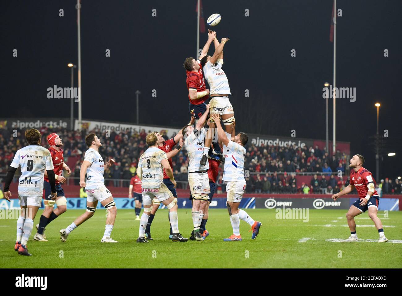 Peter O'Mahony of Munster in action with Boris Palu of Racing during ...
