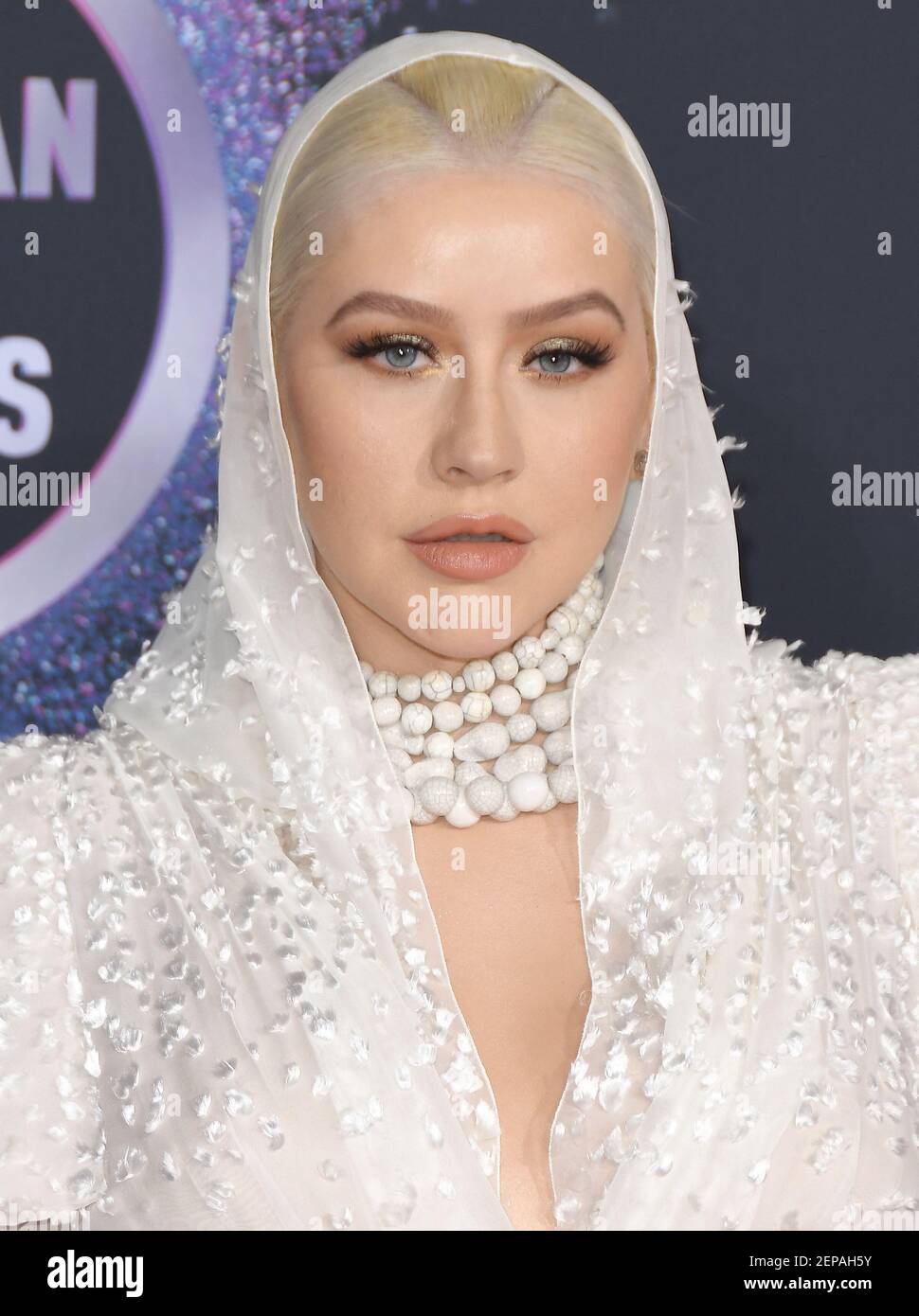 Christina Aguilera arrives at the 2019 American Music Awards held at ...