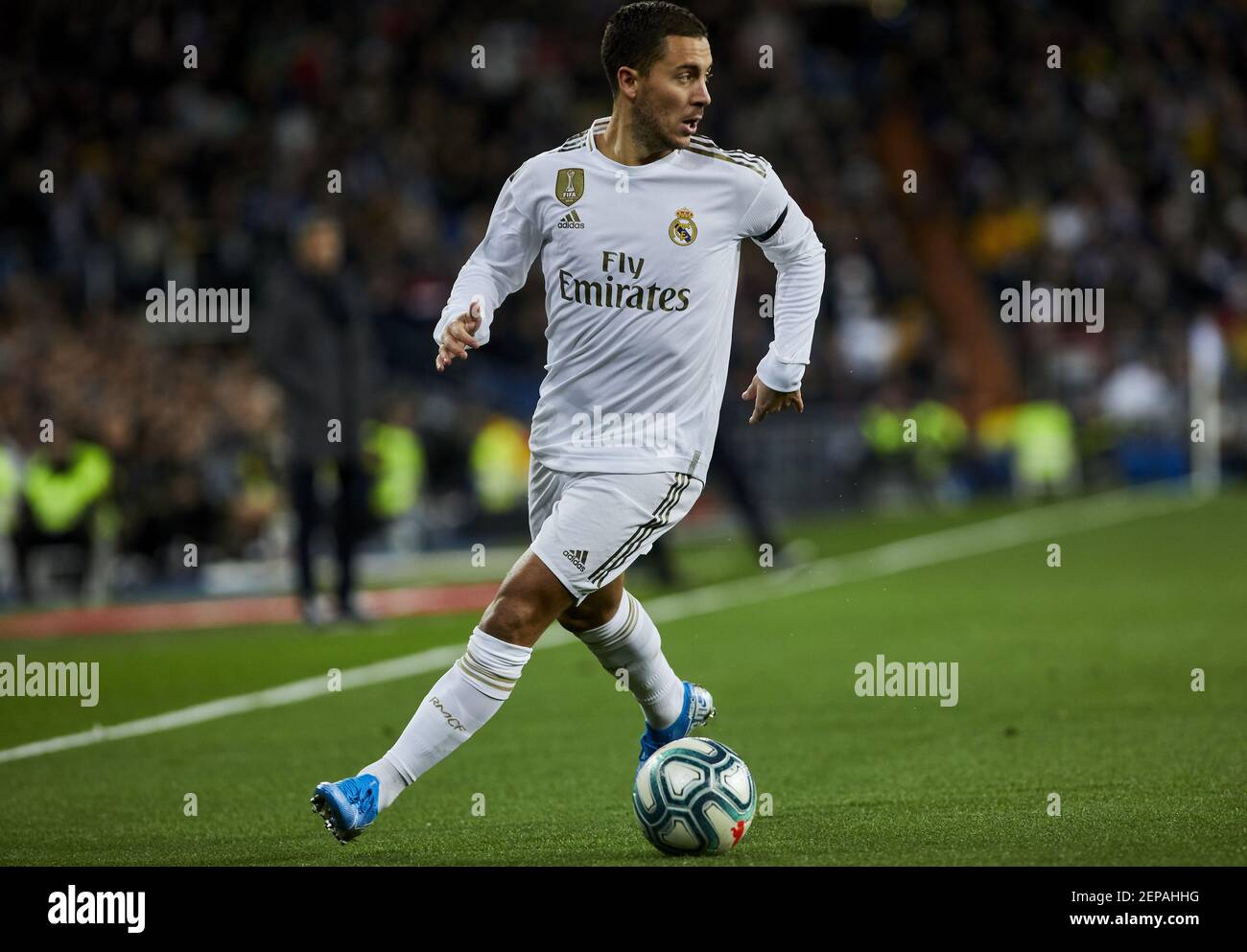 Eden Hazard of Real Madrid seen in action during the La Liga match ...