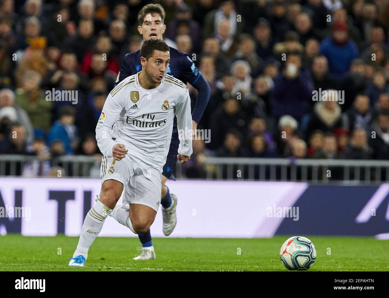 Eden Hazard of Real Madrid seen in action during the La Liga match ...