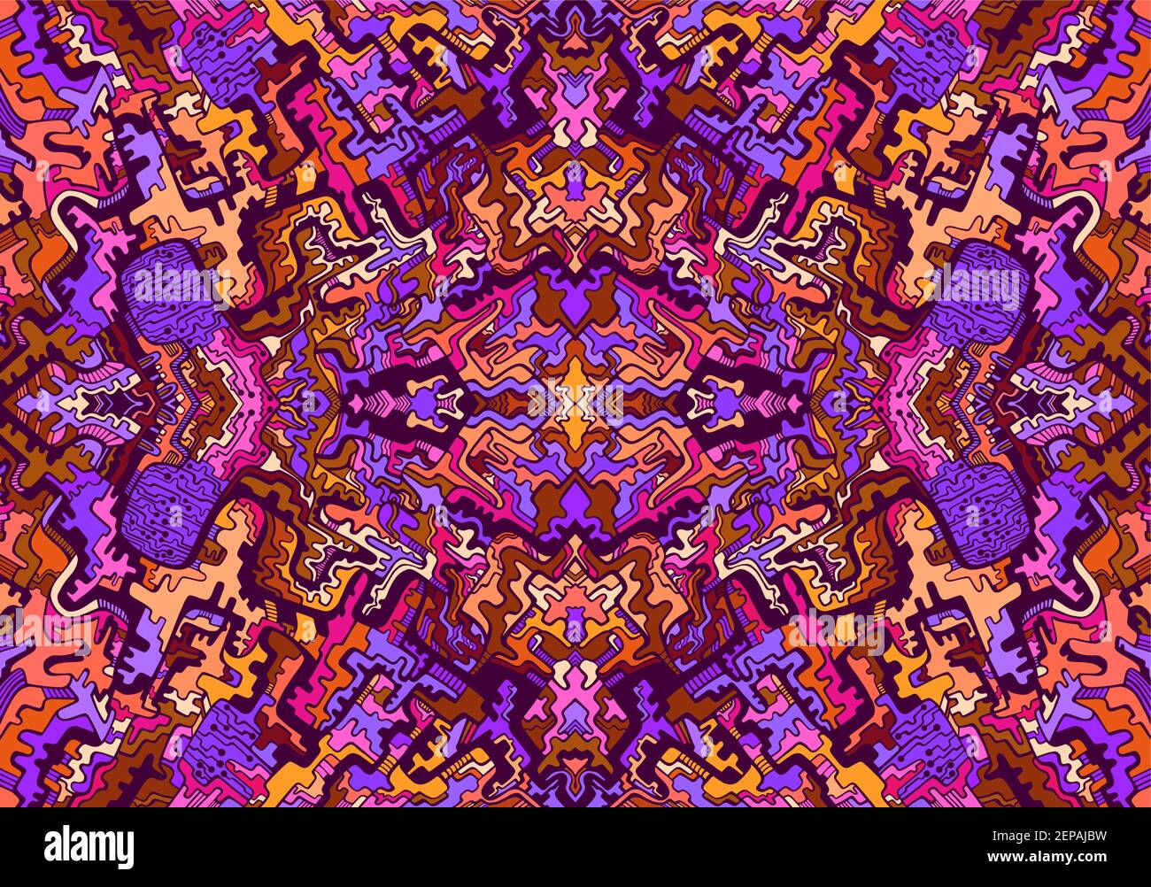 Psychedelic trippy colorful surreal artistic pattern. Mirror abstract ...