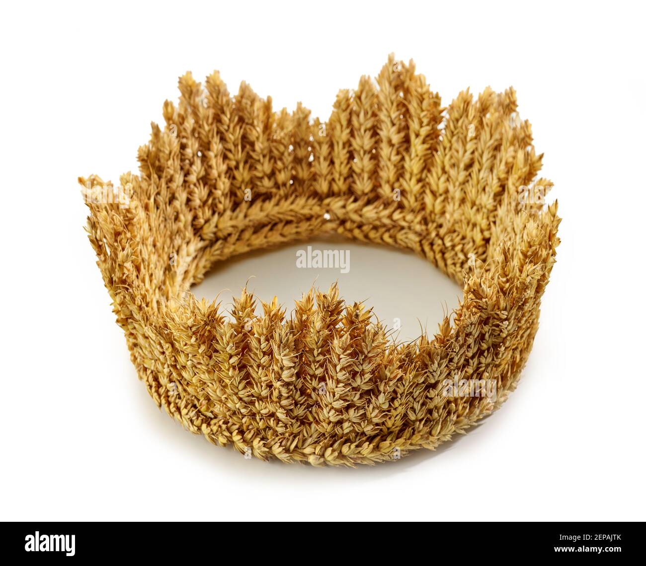 crown made of wheat ears of cereals isolated on white background Stock ...