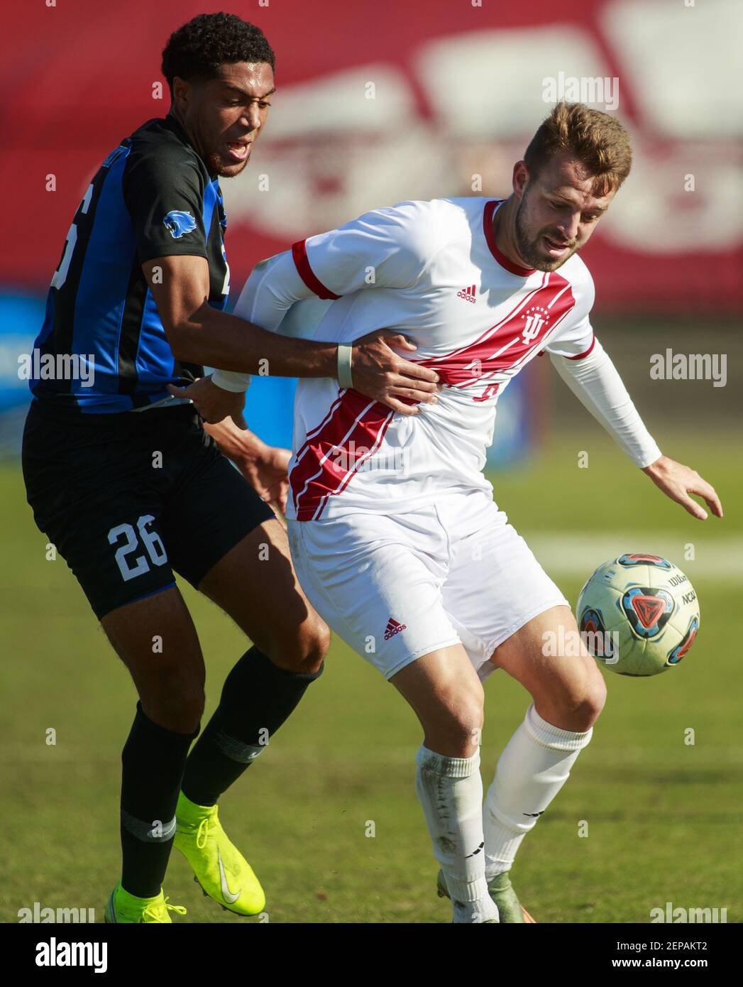 Indiana University soccer player Thomas Warr (9) and University of ...